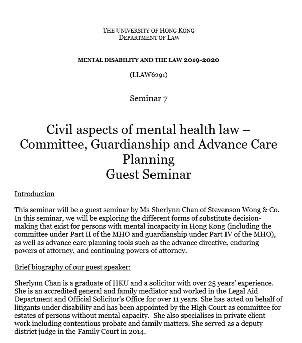 Stevenson, Wong & Co. Partner Ms. Sherlynn G. Chan invited to give a ...