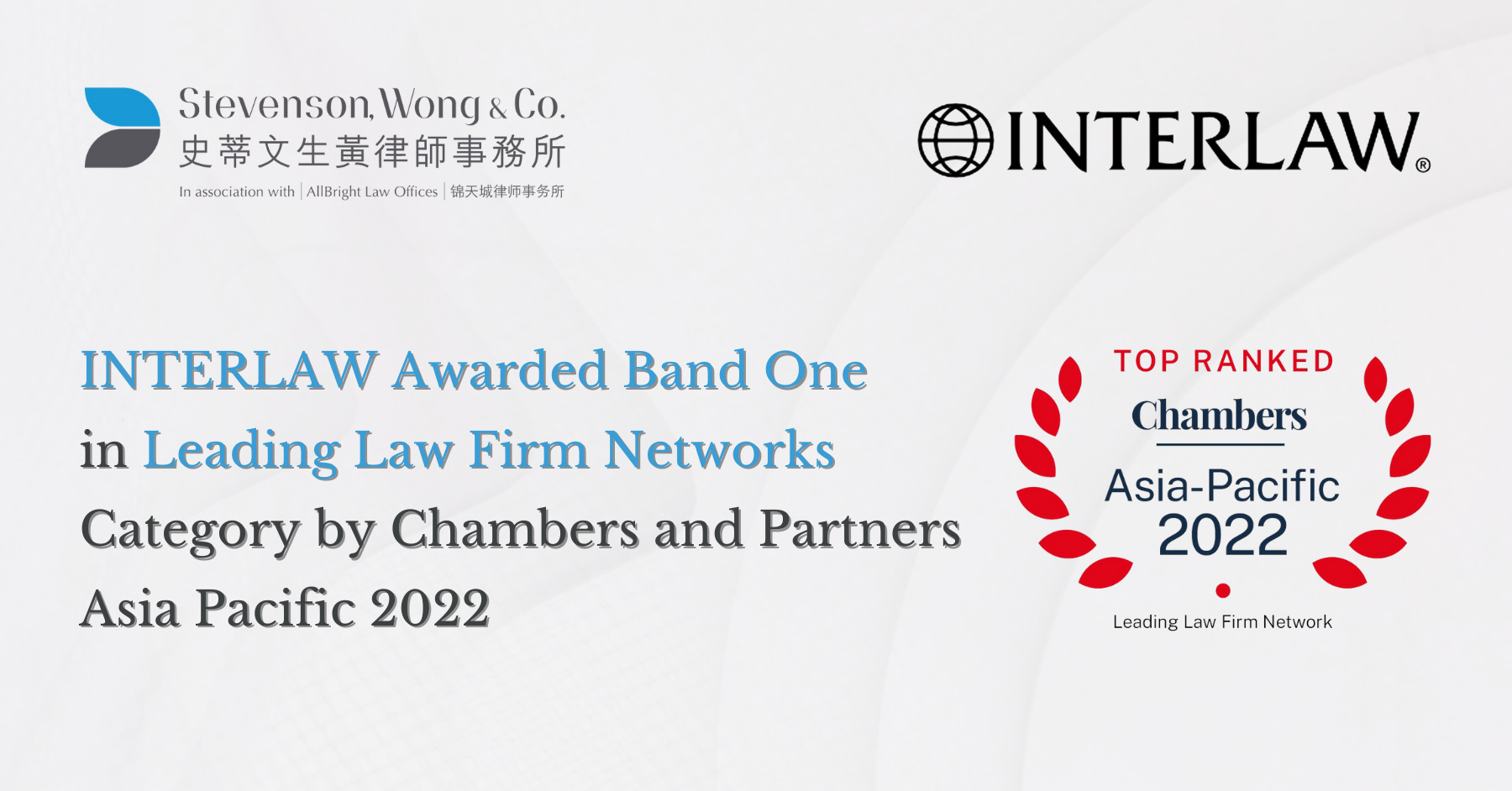 INTERLAW Awarded Band One in Leading Law Firm Networks Category by ...