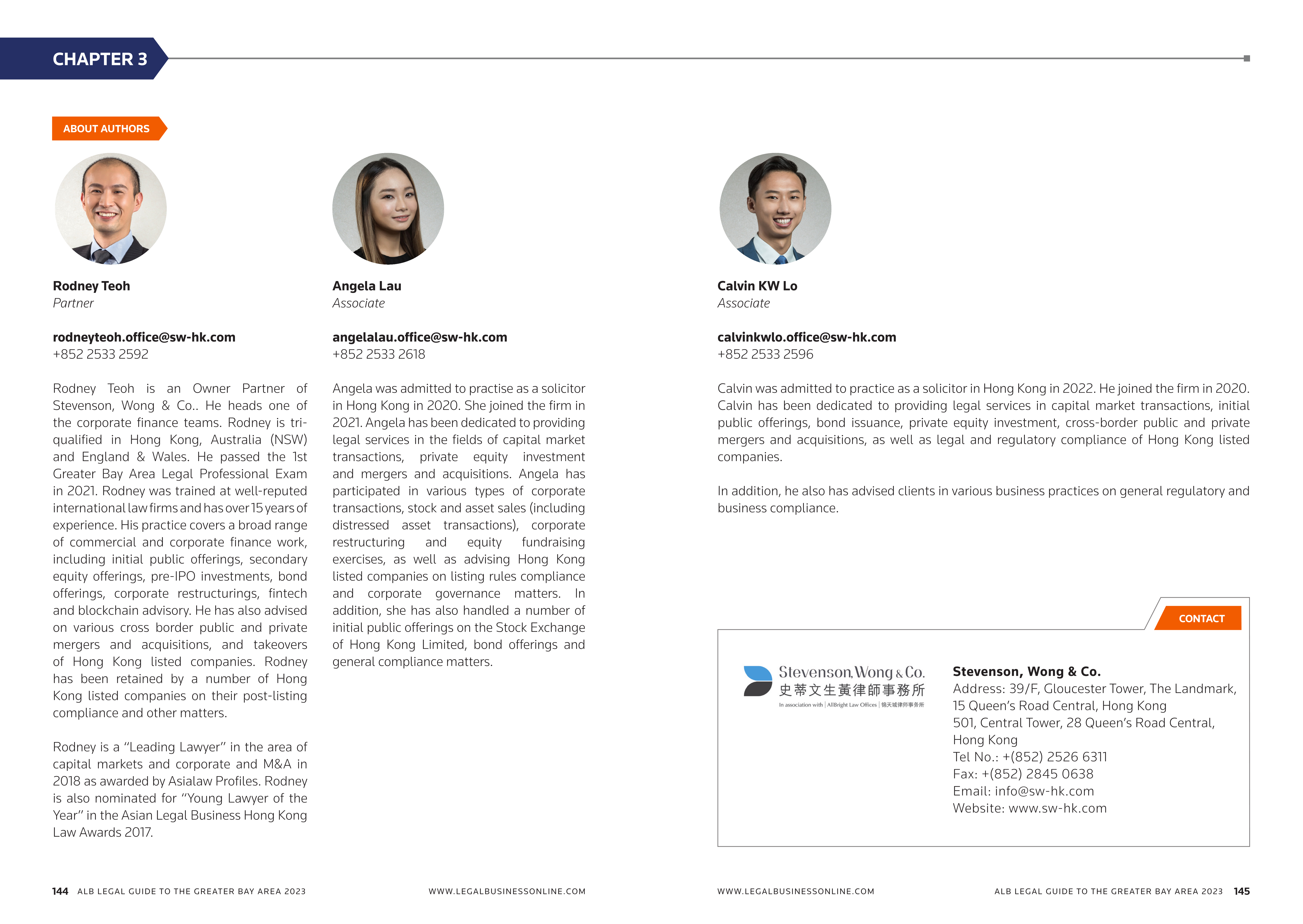 Stevenson, Wong & Co. Authors the Debt and Equity Chapters of the ALB Legal Guide to the Greater ...